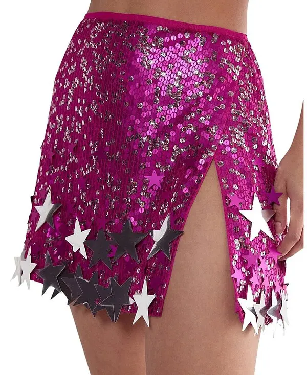 Nasty Gal Limited Embellished Star Trim Mini Skirt - Hot Pink