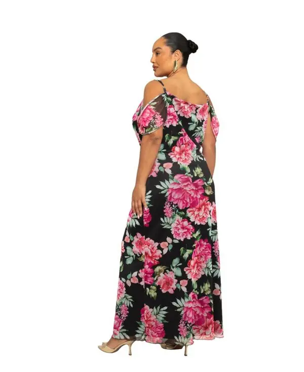 FASHION-SZN CURVE Floral Maxi Dress - Black
