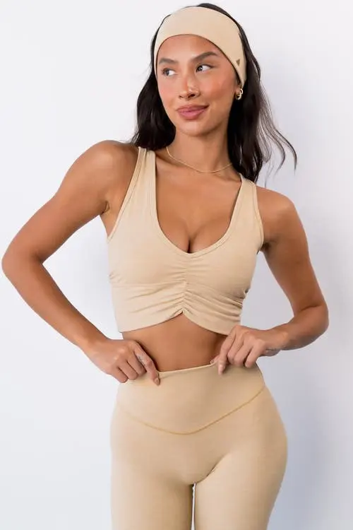 VITALITY Daydream Gather Longline Bra - Caramel Macchiato