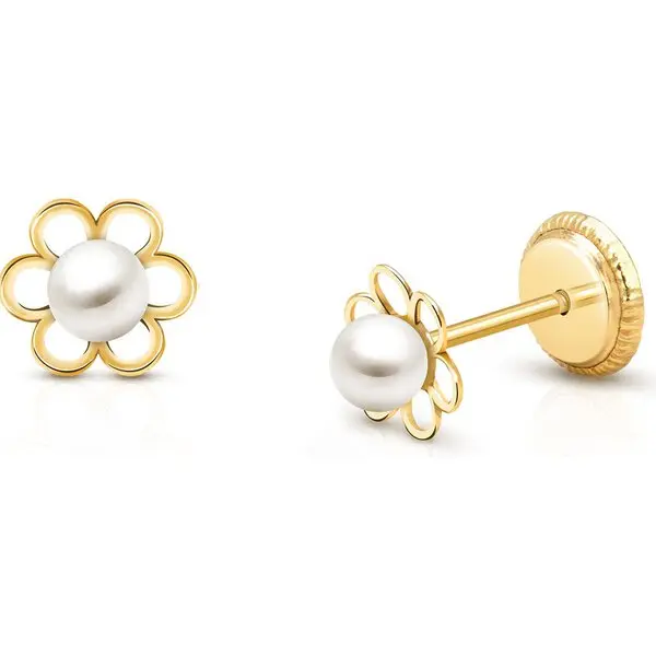 TINY BLESSINGS Petals And Pearls Stud Earrings - 14k Yellow Gold