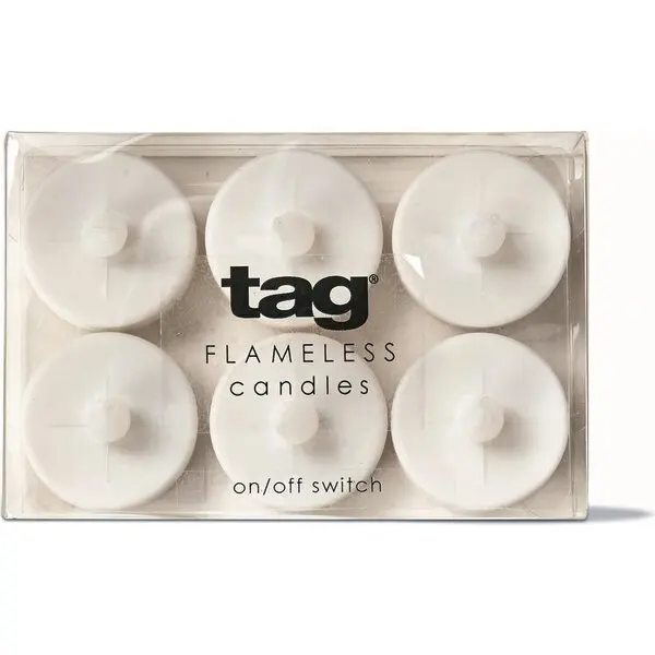 TAG Set Of 6 Flameless Led Tealight Candles For Everyday Use - White