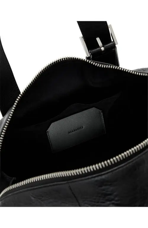 ALLSAINTS Ares Grain Leather Shoulder Bag - Black/silver