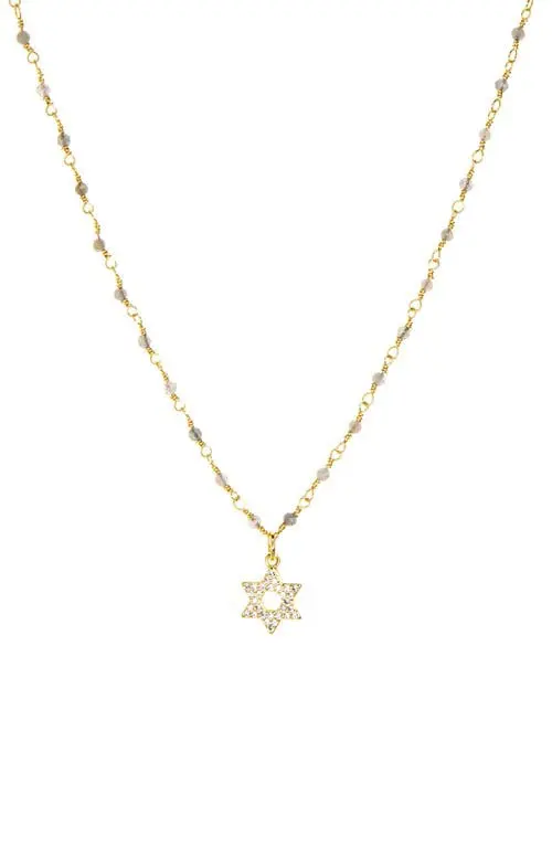 MARLYN SCHIFF Star Of David Pavé Pendant Necklace - Gold Labradorite
