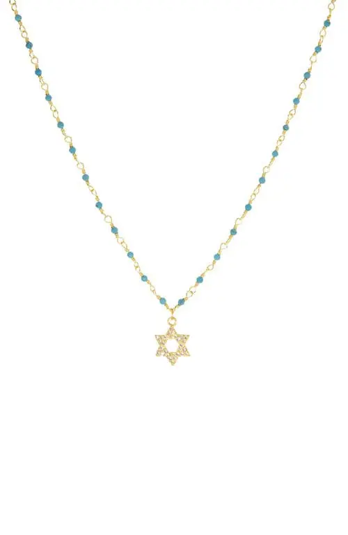 MARLYN SCHIFF Star Of David Pavé Pendant Necklace - Gold/turquoise