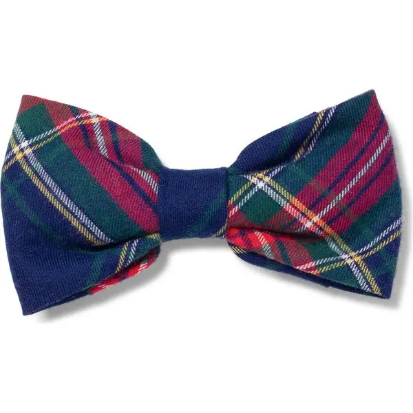 PETITE PLUME Windsor Tartan Dog Bow Tie - Navy