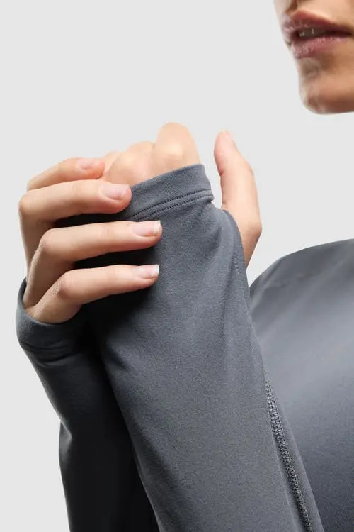 PELOTON Active Brushed Jersey Long Sleeve - Dark Grey