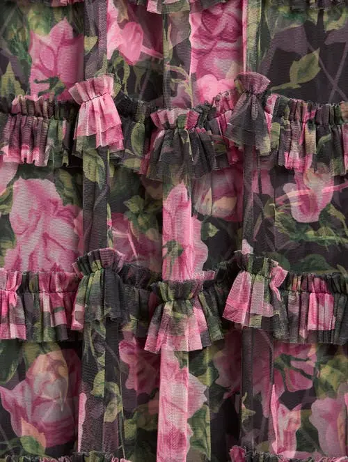 NEEDLE & THREAD Rose Vine Round Neck Gown