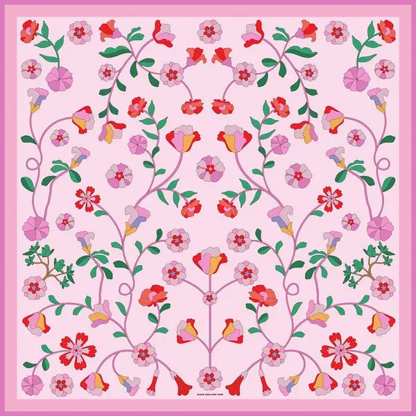 JESSIE ZHAO NEW YORK Blush Botanica Double Sided Silk Scarf - Pink