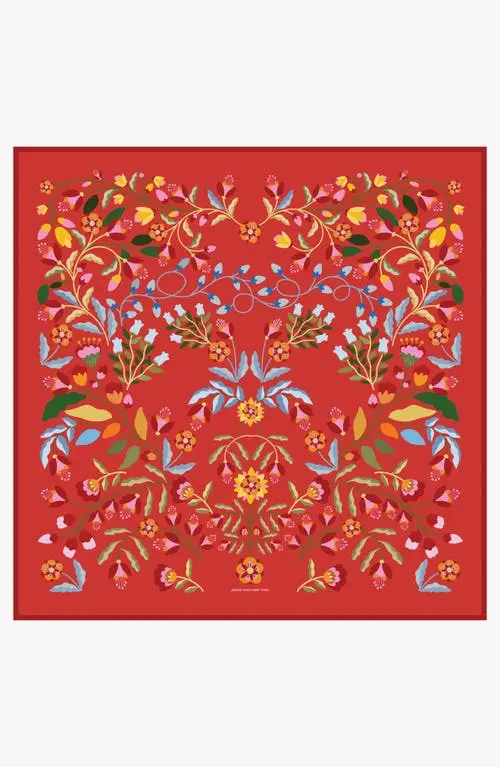 JESSIE ZHAO NEW YORK Festival Flora Double Sided Silk Scarf - Red