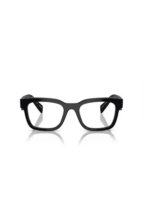 Prada 53mm Rectangle Eyeglasses - Black