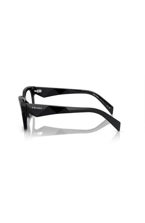 Prada 53mm Rectangle Eyeglasses - Black