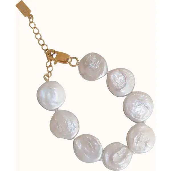 JOIANA JEWELRY Coin Pearl Bracelet - Off White/gold