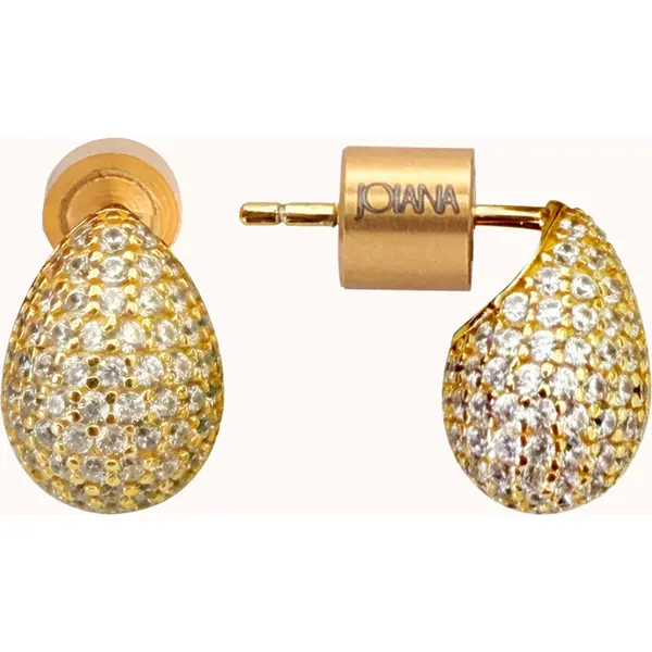 JOIANA JEWELRY Pave Zirconia Drop Earrings - Gold/white