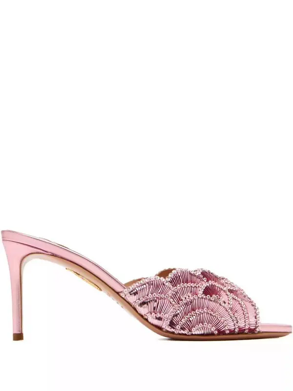 AQUAZZURA 75mm Sequin-embellished Stiletto Mules