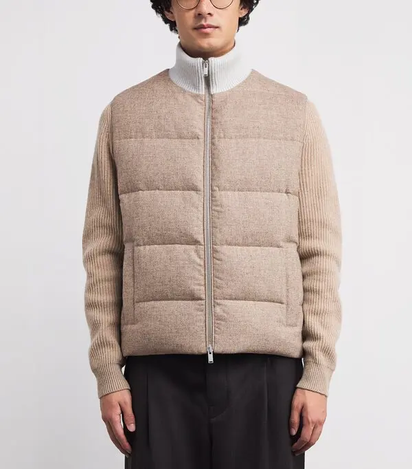 LARDINI Wool-cashmere Down Gilet