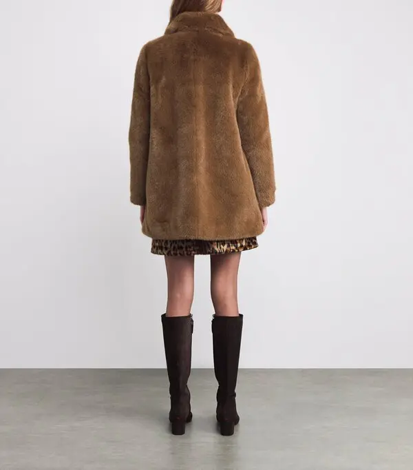 Maje Faux Fur Double-breasted Coat