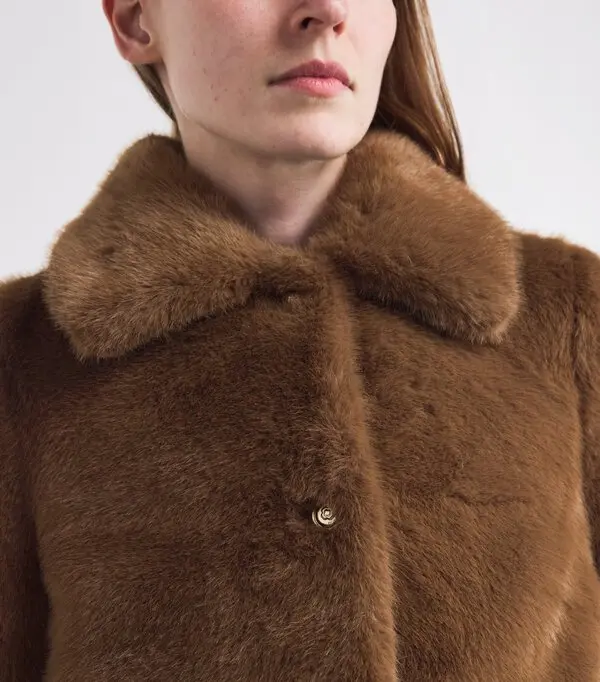 Maje Faux Fur Double-breasted Coat