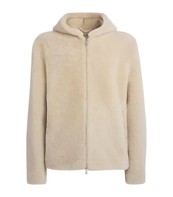 Eleventy Shearling Hooded Jacket