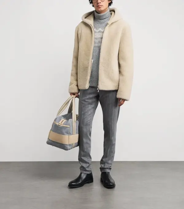 Eleventy Shearling Hooded Jacket