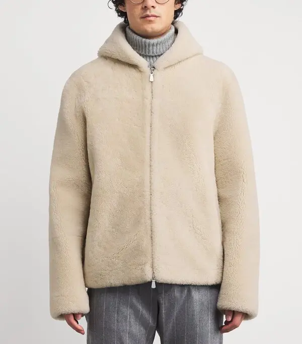 Eleventy Shearling Hooded Jacket