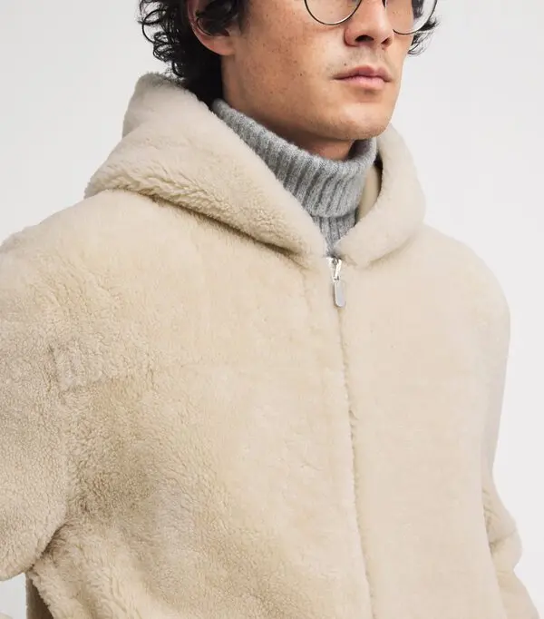 Eleventy Shearling Hooded Jacket