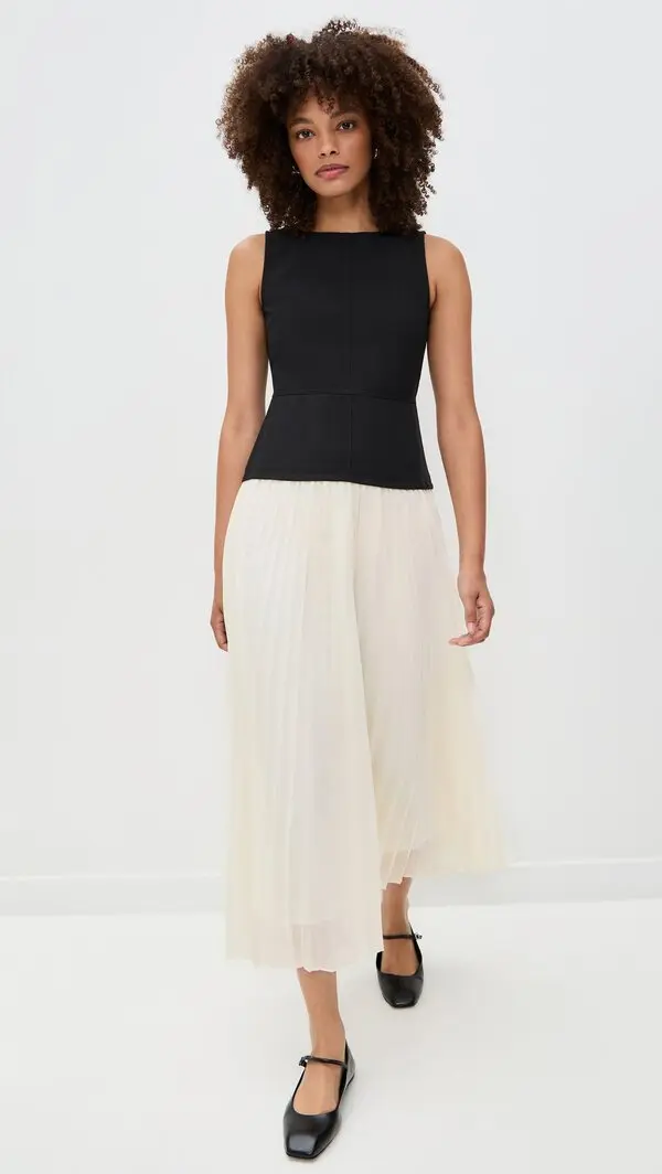 Moon River Contrast Bodice Maxi Dress
