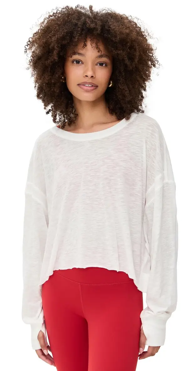 Free People Layer Tee With Cutout Detail - White