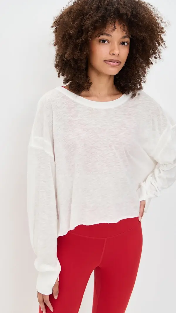Free People Layer Tee With Cutout Detail - White