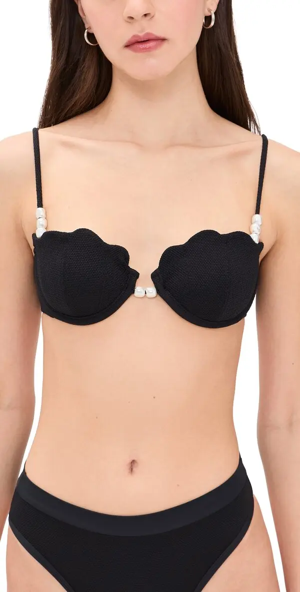 L*Space Sunrise Shell Bikini Top - Black