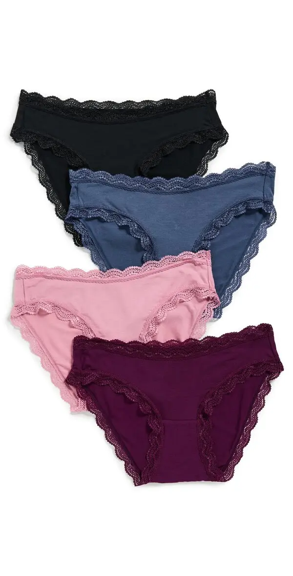 STRIPE & STARE Orignal Knickers 4 Pack - Black Cherry