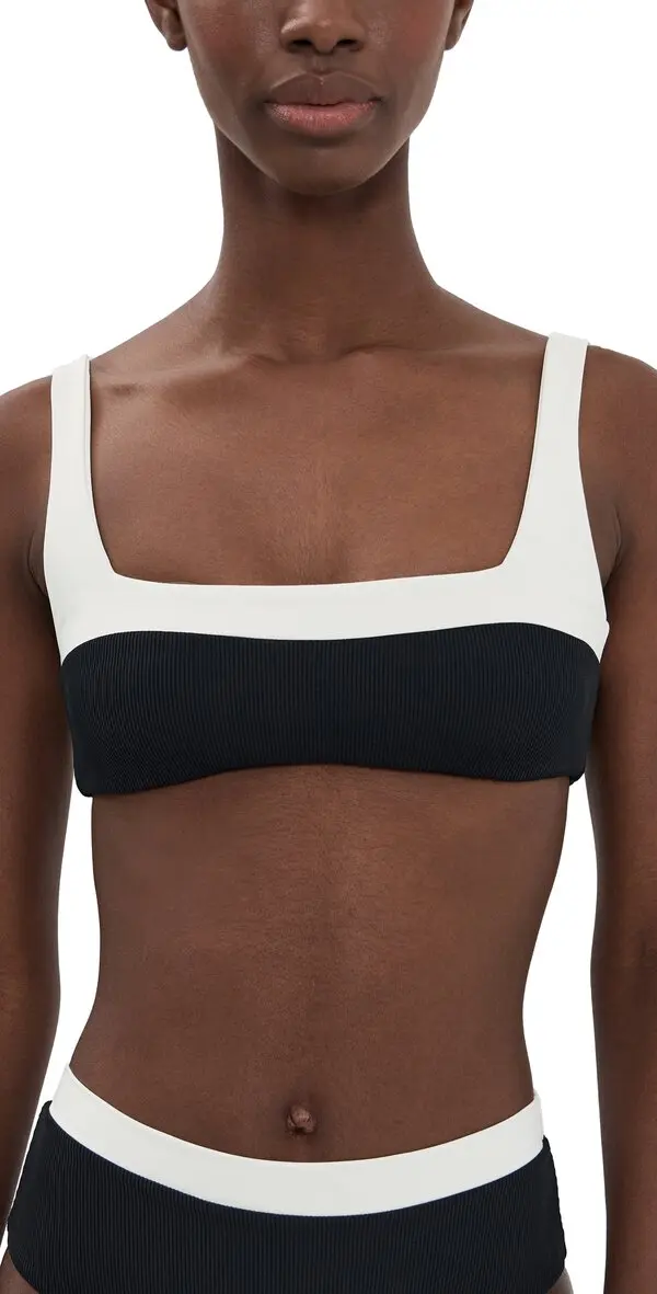 L*Space Ribbed Bikini Top - Black/cream