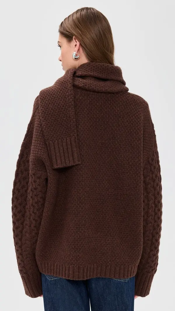 Still Here Minnesota Wool Cable Knit Sweater With Detachable Scarf