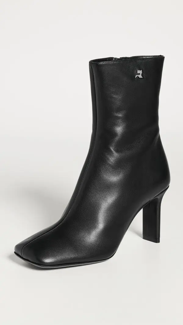 COURREGES Square Toe Nappa Ankle Boots 80mm