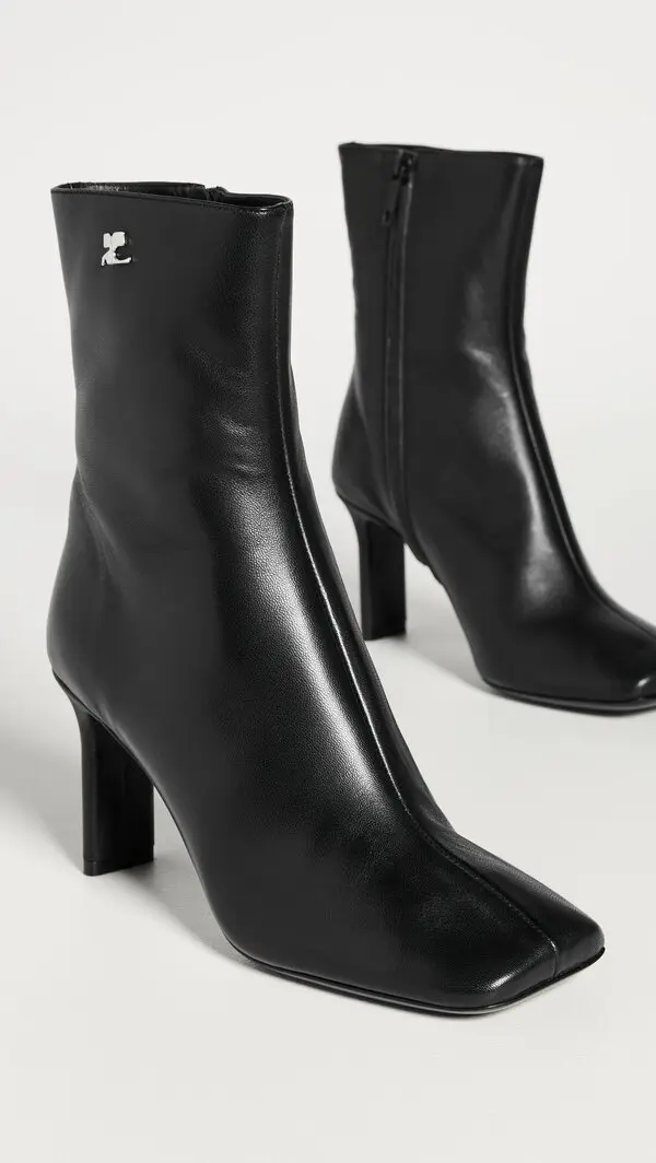 COURREGES Square Toe Nappa Ankle Boots 80mm