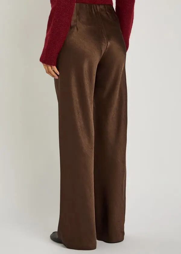 Vince Straight-leg Satin Trousers - Brown