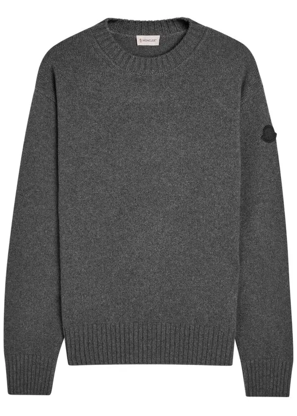 Moncler Logo-appliqué Wool And Cashmere-blend Jumper