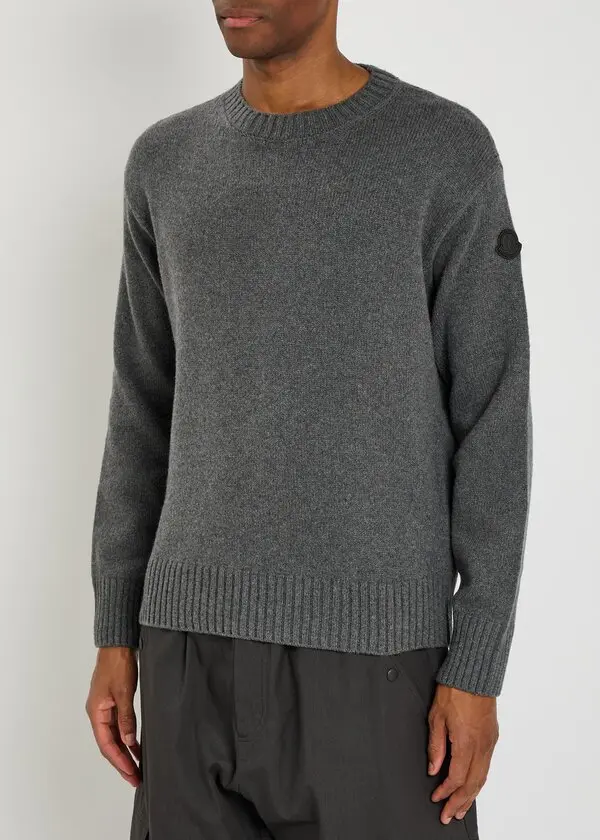 Moncler Logo-appliqué Wool And Cashmere-blend Jumper