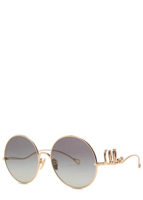 Chloé Logo Round-frame Sunglasses - Grey