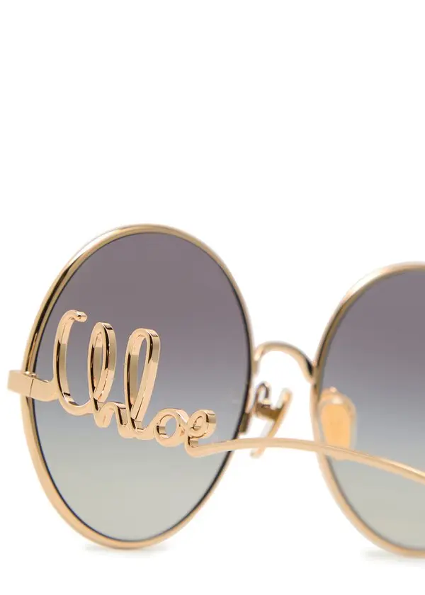 Chloé Logo Round-frame Sunglasses - Grey