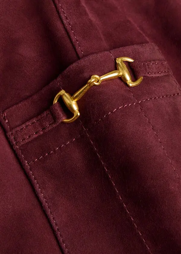 Rixo Horsebit-embellished Suede Midi Skirt - Maroon