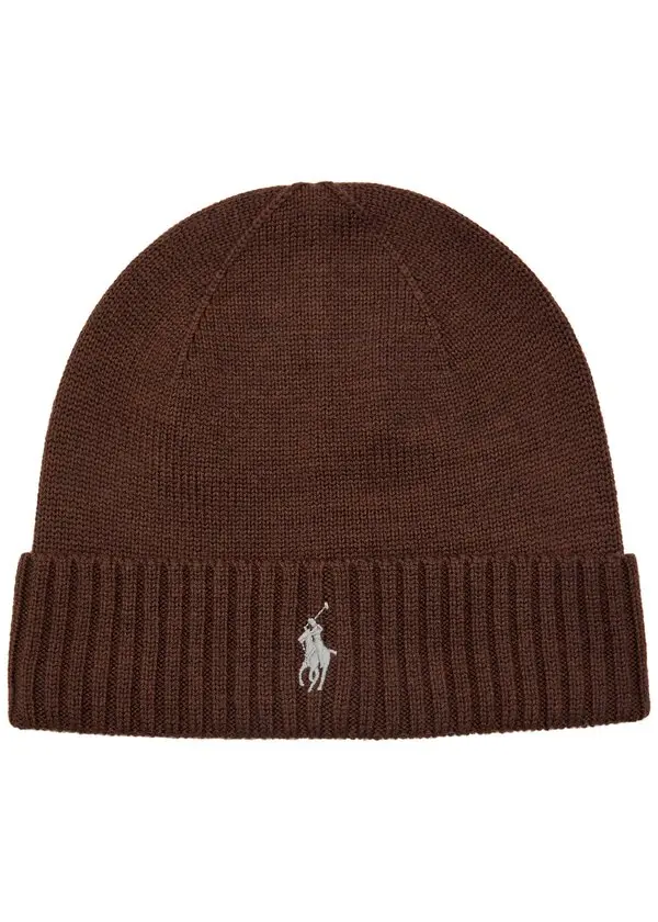 Ralph Lauren Logo-embroidered Wool Beanie - Brown
