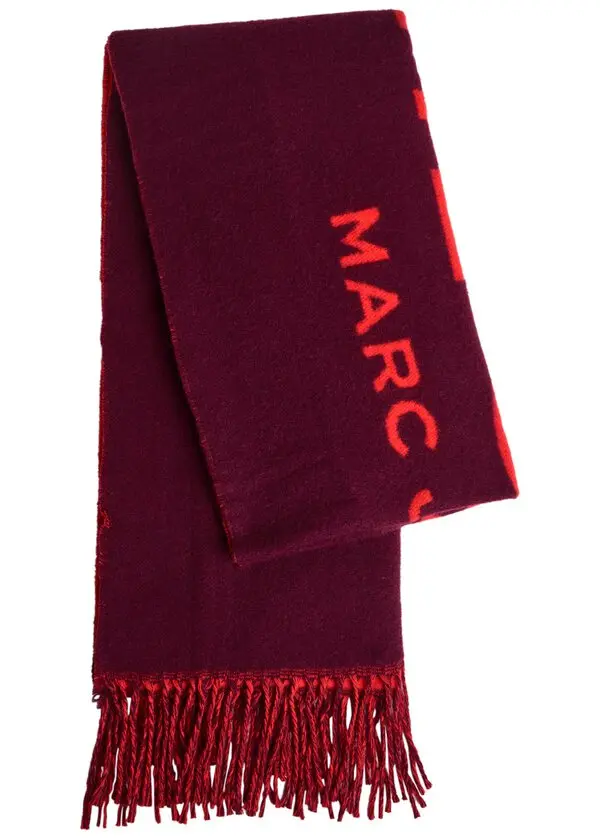 Marc Jacobs The Scarf Logo-intarsia Wool-blend Scarf - Plum