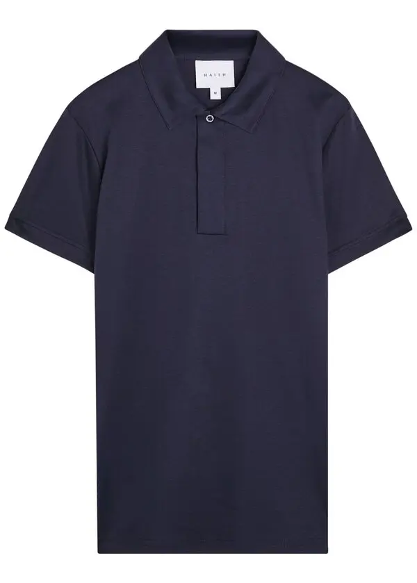 RAITH Santi Mercerized Cotton Polo Shirt - Navy