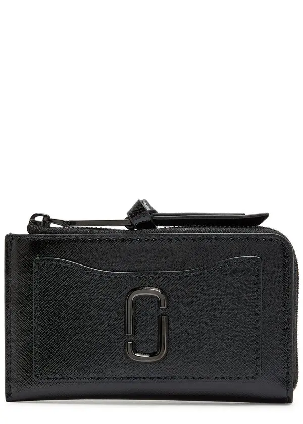 Marc Jacobs Designer Plaque Leather Wallet - Black
