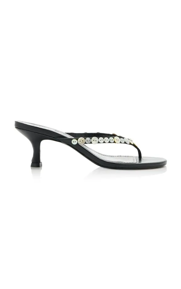 Staud Freja Embellished Thong Sandals - Black