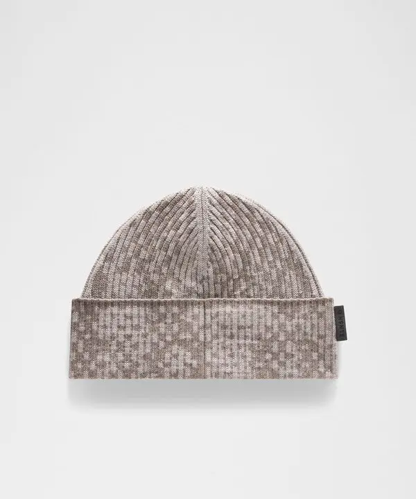 Lululemon Ribbed Merino Wool Beanie - From Afar Knit Jacquard Sheer Oak Muli