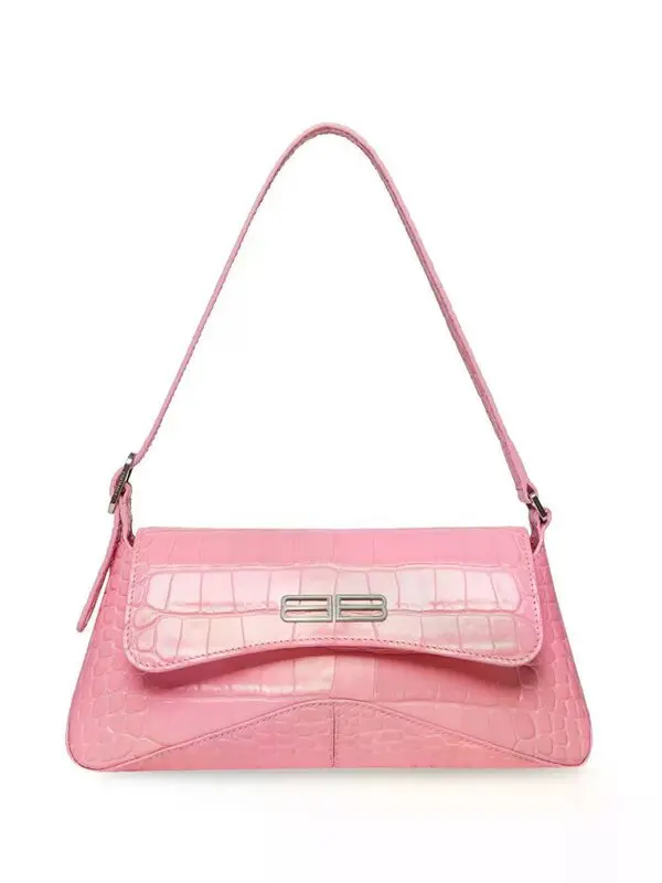 Balenciaga Xx Flap Crocodile Embossed Leather Shoulder Bag