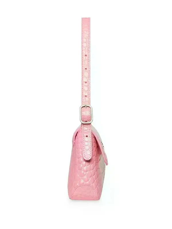 Balenciaga Xx Flap Crocodile Embossed Leather Shoulder Bag