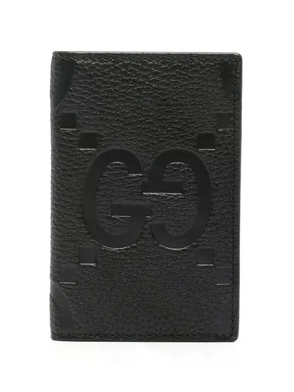 Gucci Jumbo Gg Leather Cardholder - Black