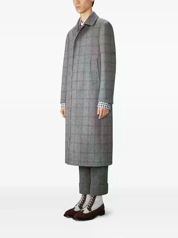 Thom Browne Checked Overcoat With Armband Detail
